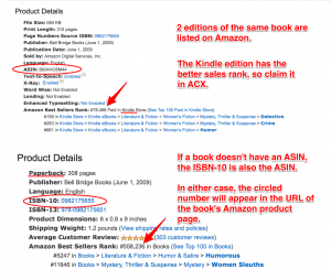 Amazon ASIN and Sales Rank - Karen Commins
